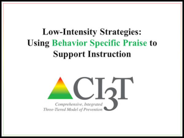 Promote Student Success with Behavior-Specific Praise - An Intervention ...