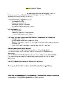 28 Turnkey Behavior Contract Templates to Open the Door to Better ...