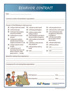 28 Turnkey Behavior Contract Templates to Open the Door to Better ...