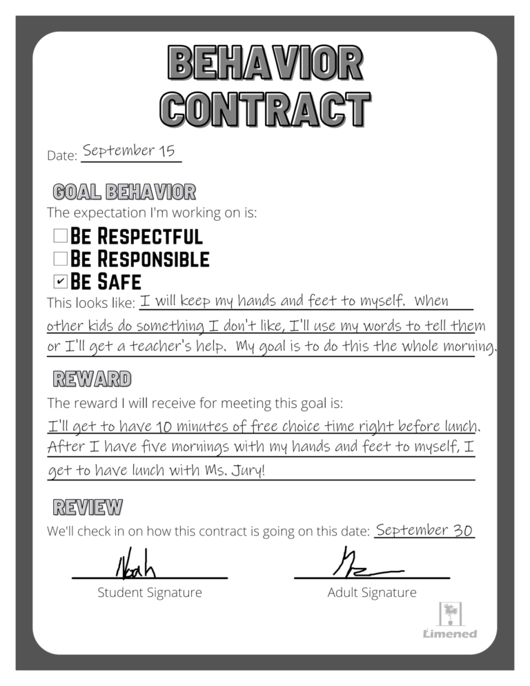 28 Turnkey Behavior Contract Templates to Open the Door to Better ...